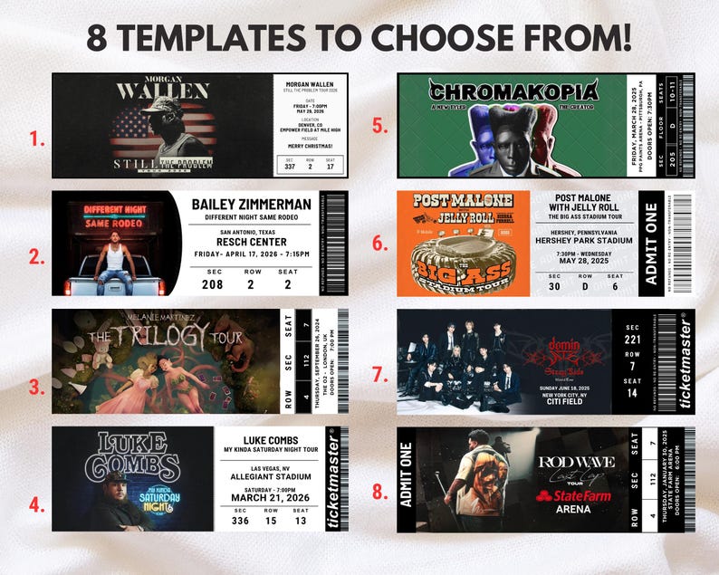 Custom Printable Concert Tickets, Download Digital Custom Personalized ...