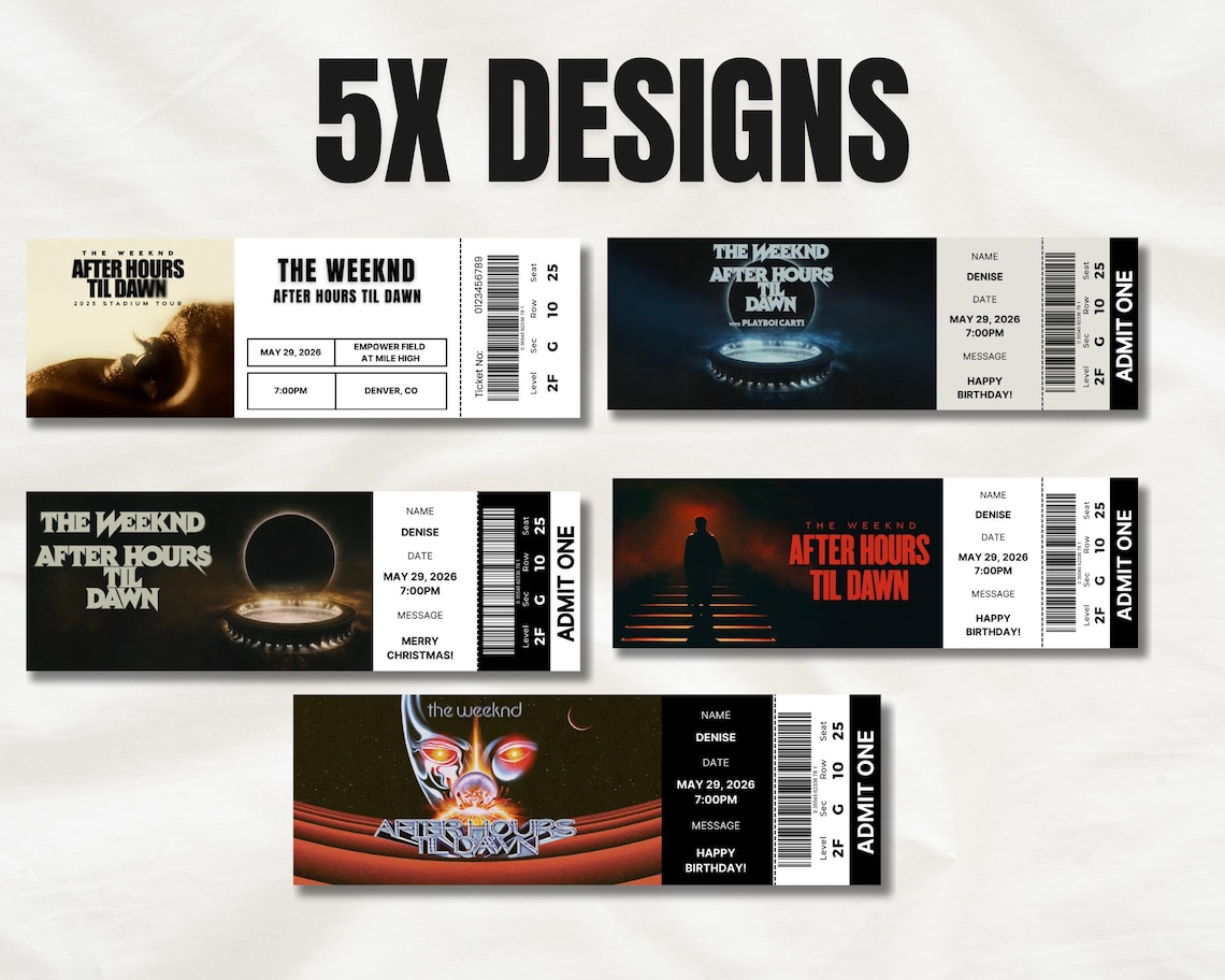 Editable the Weeknd Concert Ticket, After Hours Til Dawn Tour, Canva ...