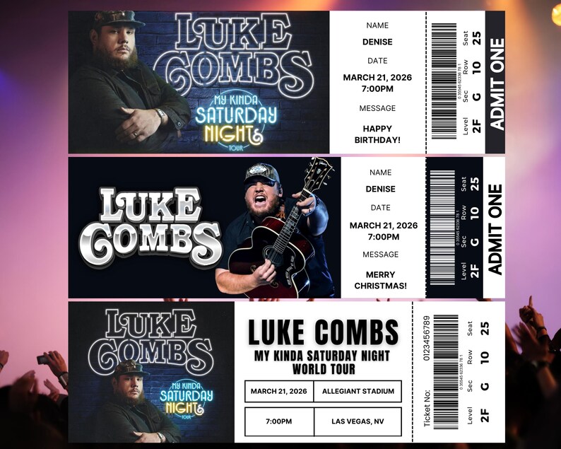 Editable Luke Combs Tour Ticket, Tour Ticket, Luke Combs My Kinda ...