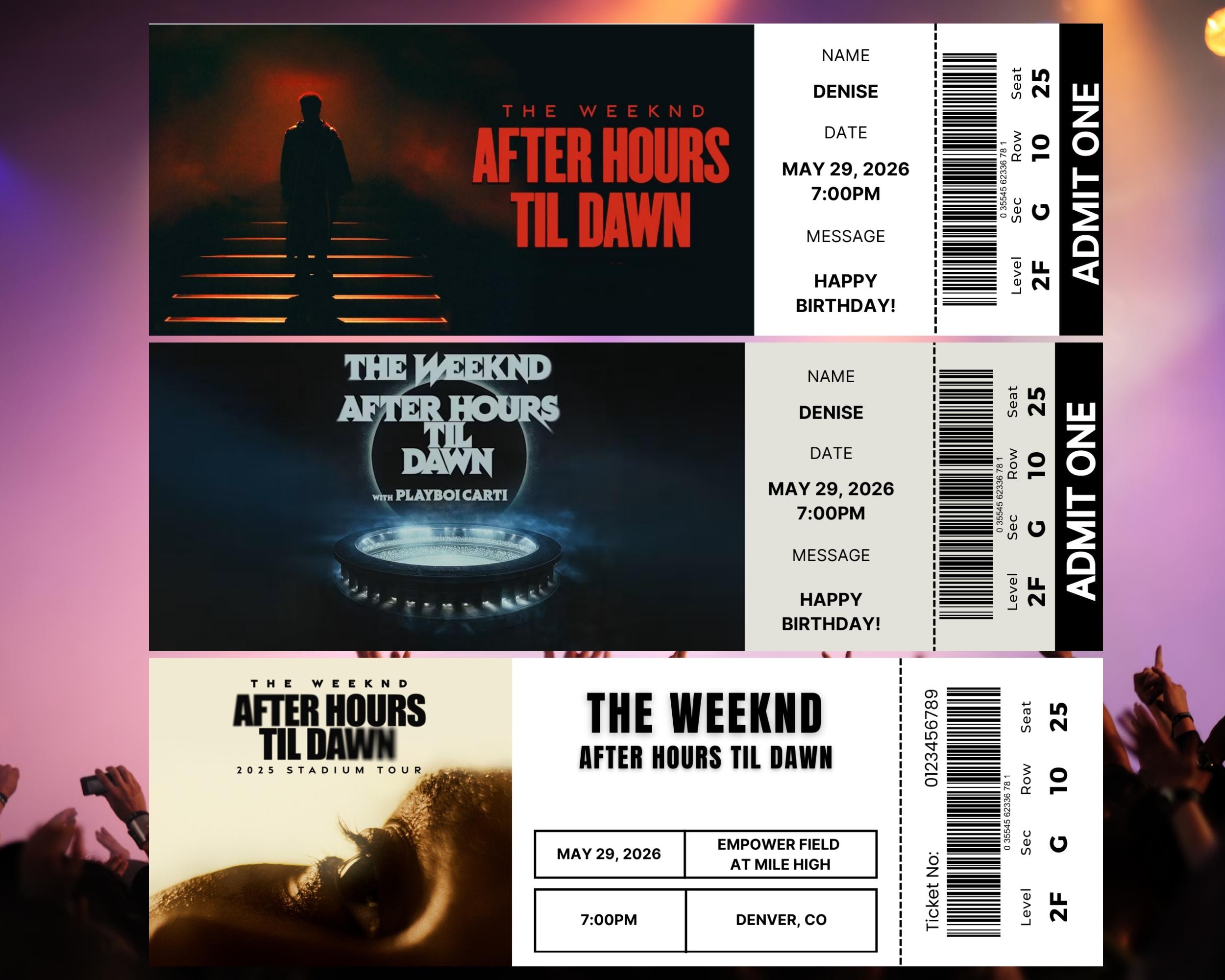 Editable the Weeknd Concert Ticket, After Hours Til Dawn Tour, Canva ...