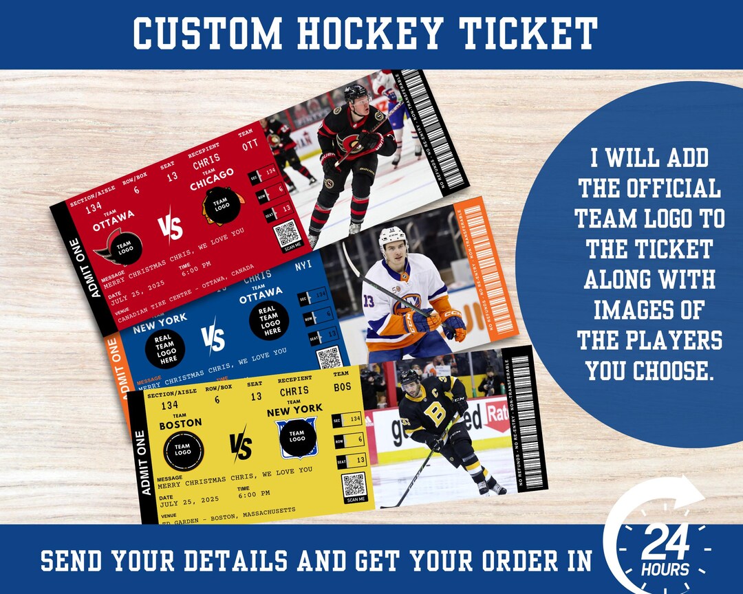 Custom Hockey Tickets, Surprise Gift Hockey Tickets, Customized Ticket ...