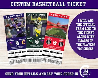 Custom Football Game Tickets, Printable Football Ticket, Editable ...