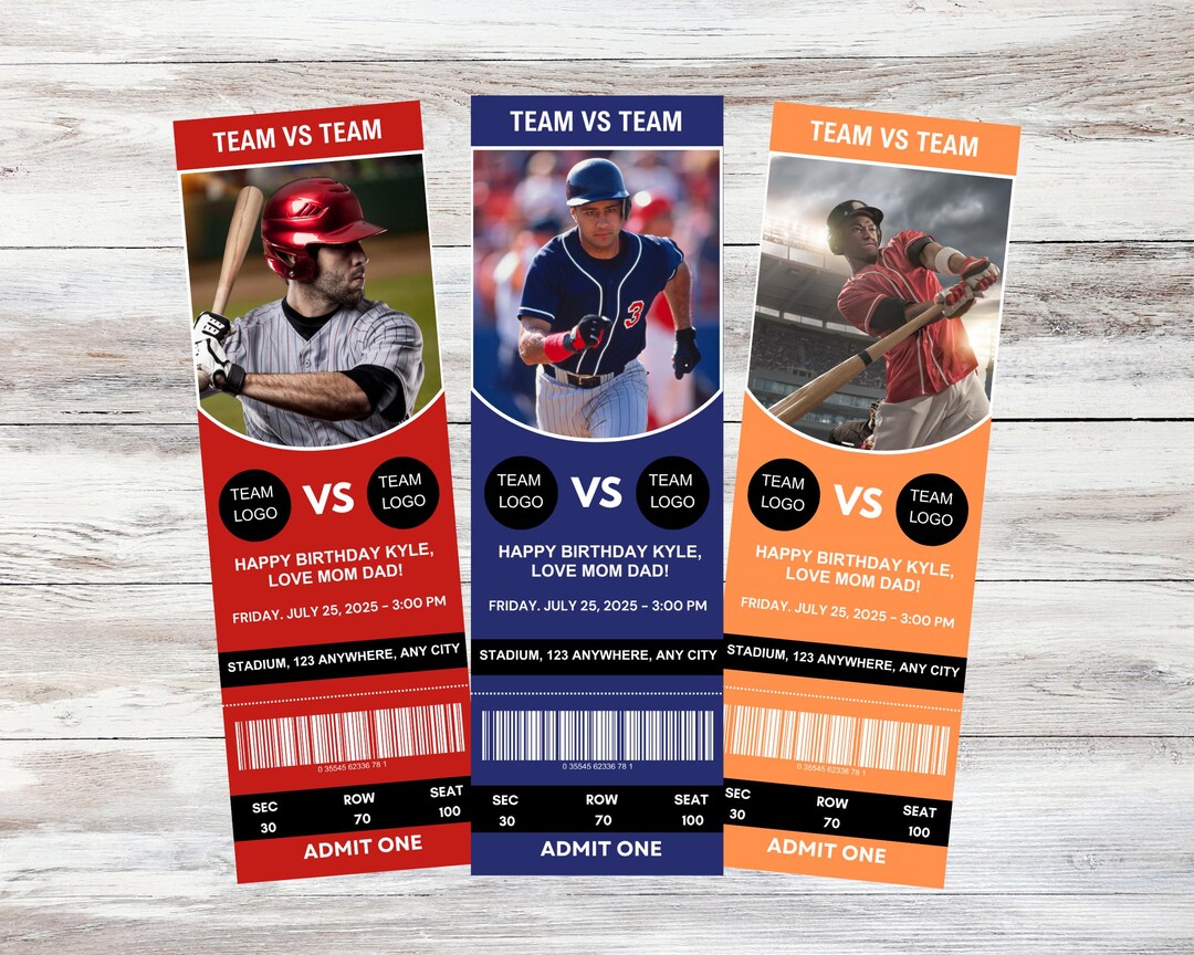 Editable Baseball Ticket Template, Custom Fake Baseball Ticket Template ...