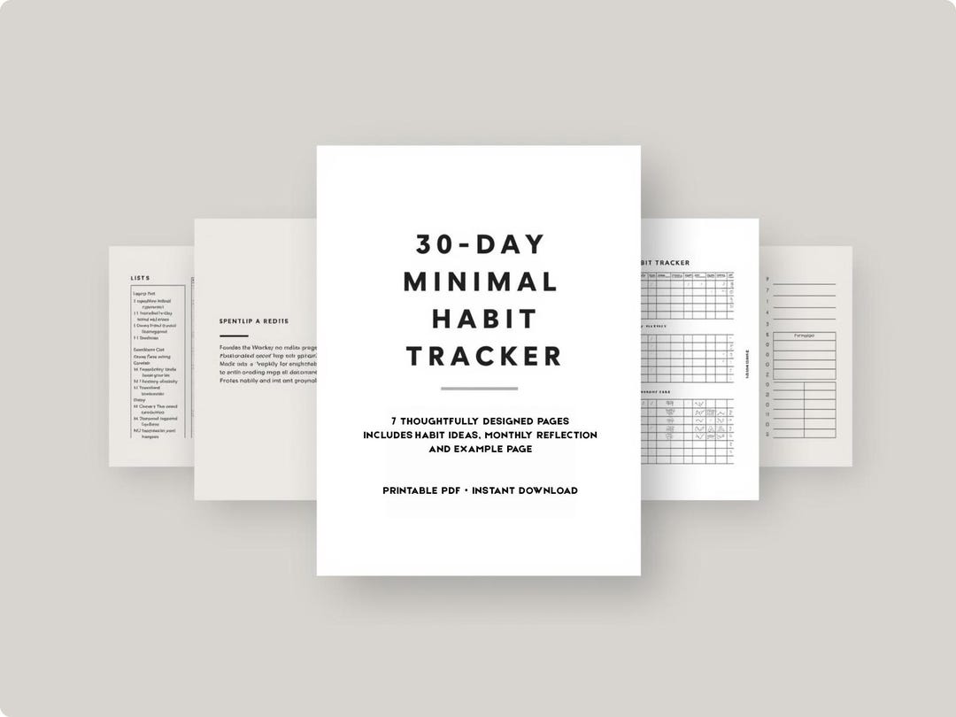 30-day Minimal Habit Tracker Printable | Monthly Habit Tracker PDF ...
