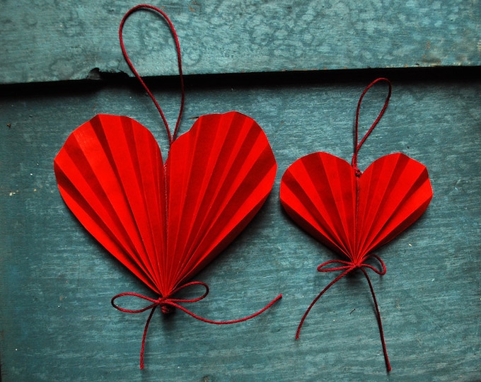 Valentine Heart Red Paper Ornaments Holiday Decoration - Etsy