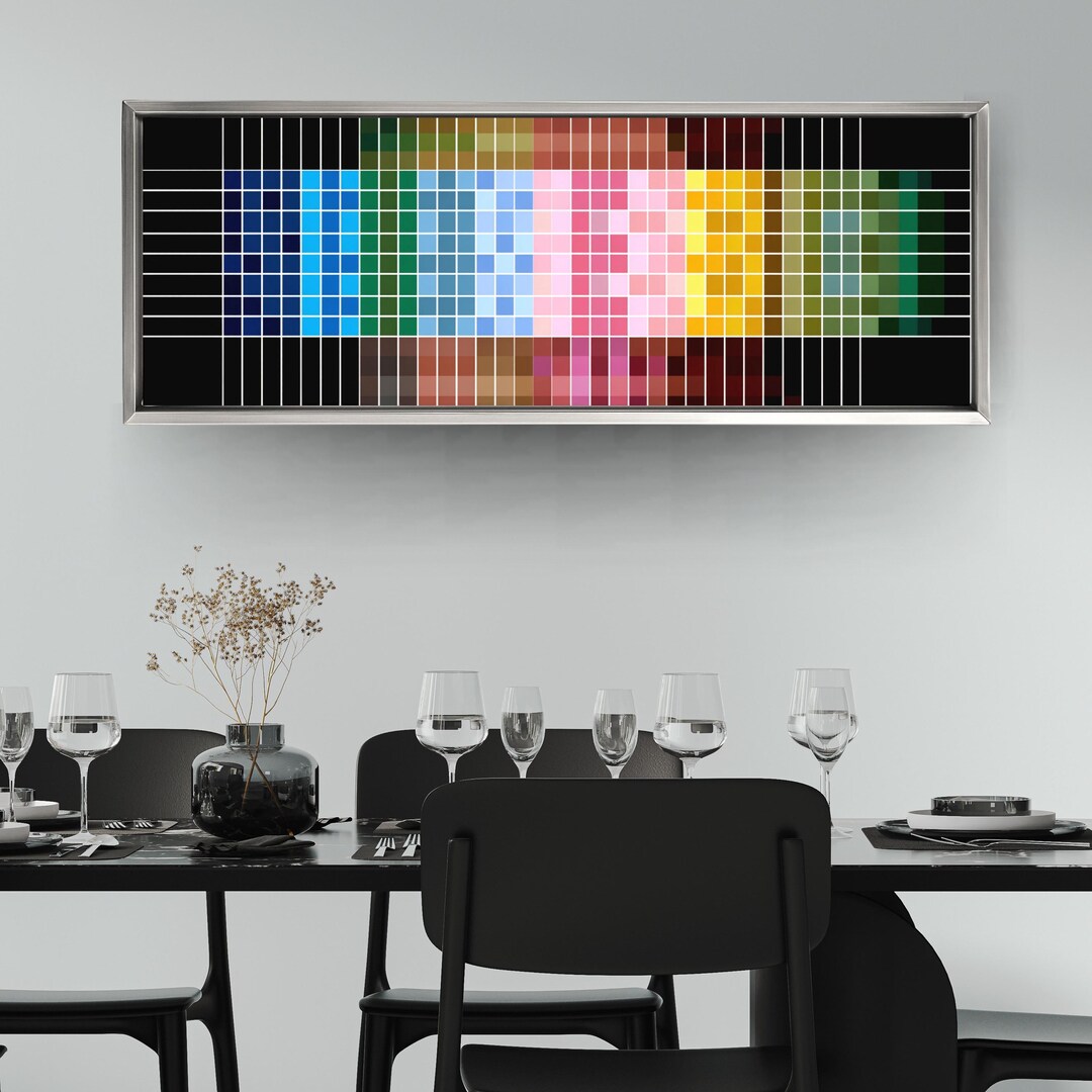 Abstract Pixel Art Grid Canvas | Symmetrical Color Block Print | James ...