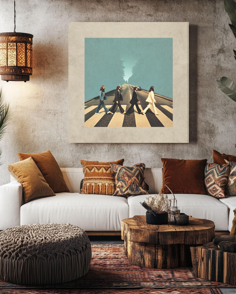 Beatles Abbey Road Album Cover Canvas | Vintage Pale Blue Crosswalk Art ...