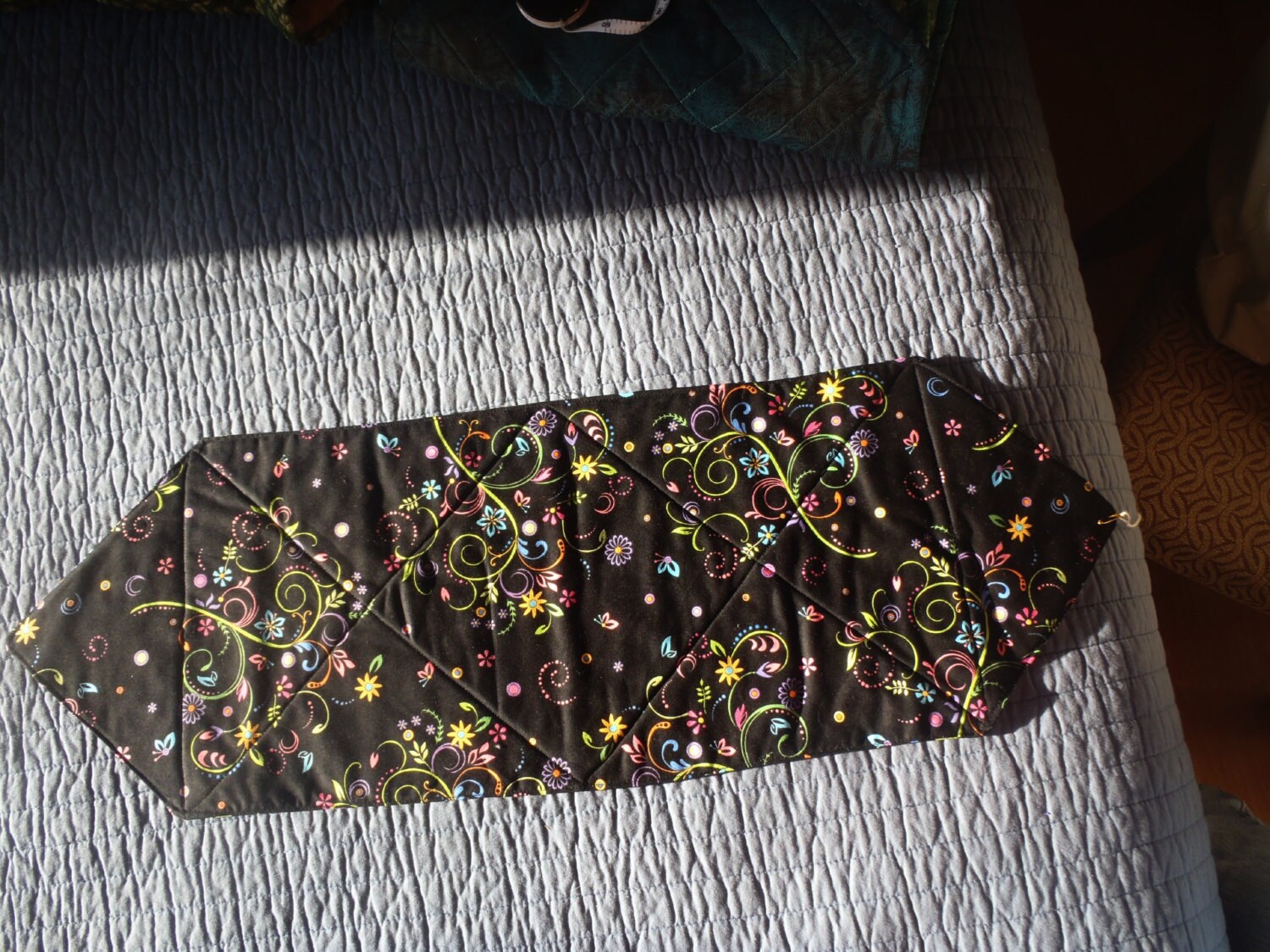 Neon Floral Quilted Table Runner - Etsy