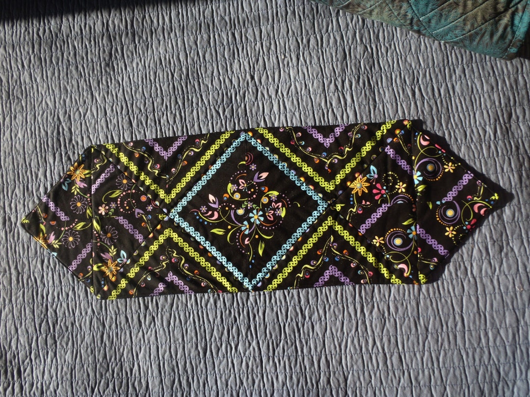 Neon Floral Quilted Table Runner - Etsy