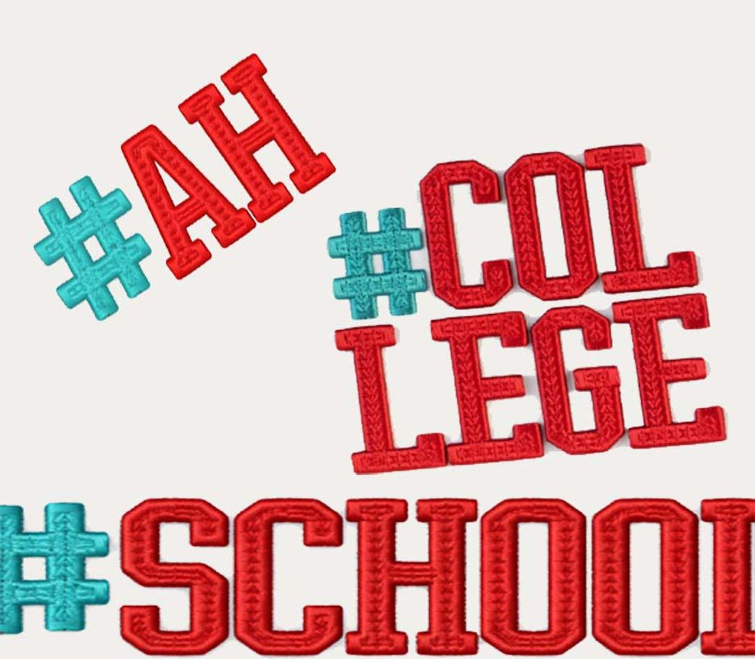 3D Textured Puff College Style Embroidery Font | Raised Satin Stitch ...