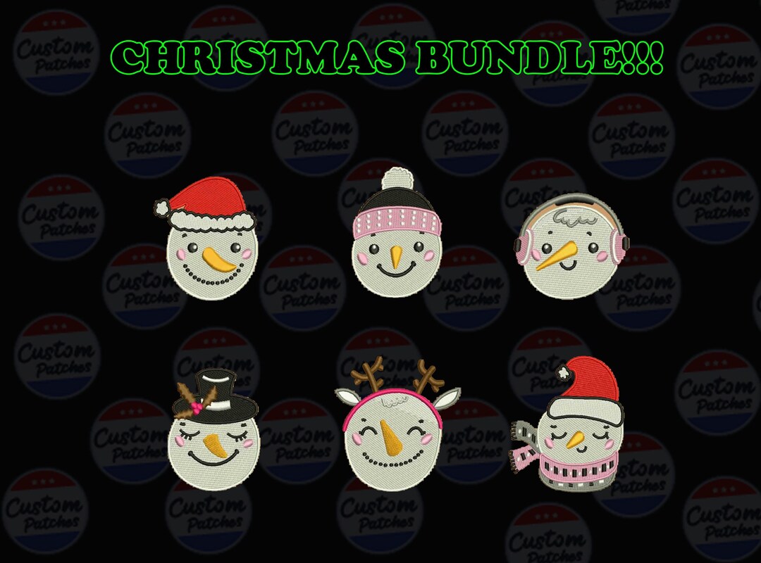 Cute Snowman Face Embroidery Set – 6 Winter Snowman Heads With Hats ...