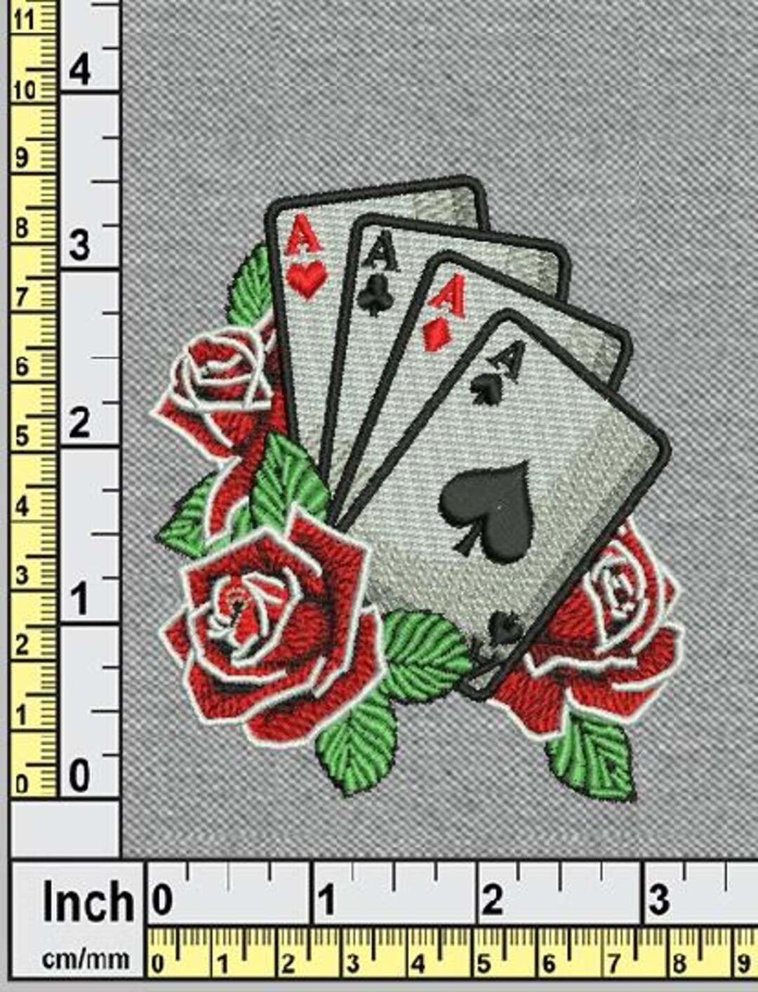 Playing Cards and Roses Embroidery Pattern | Casino & Game Night Design ...