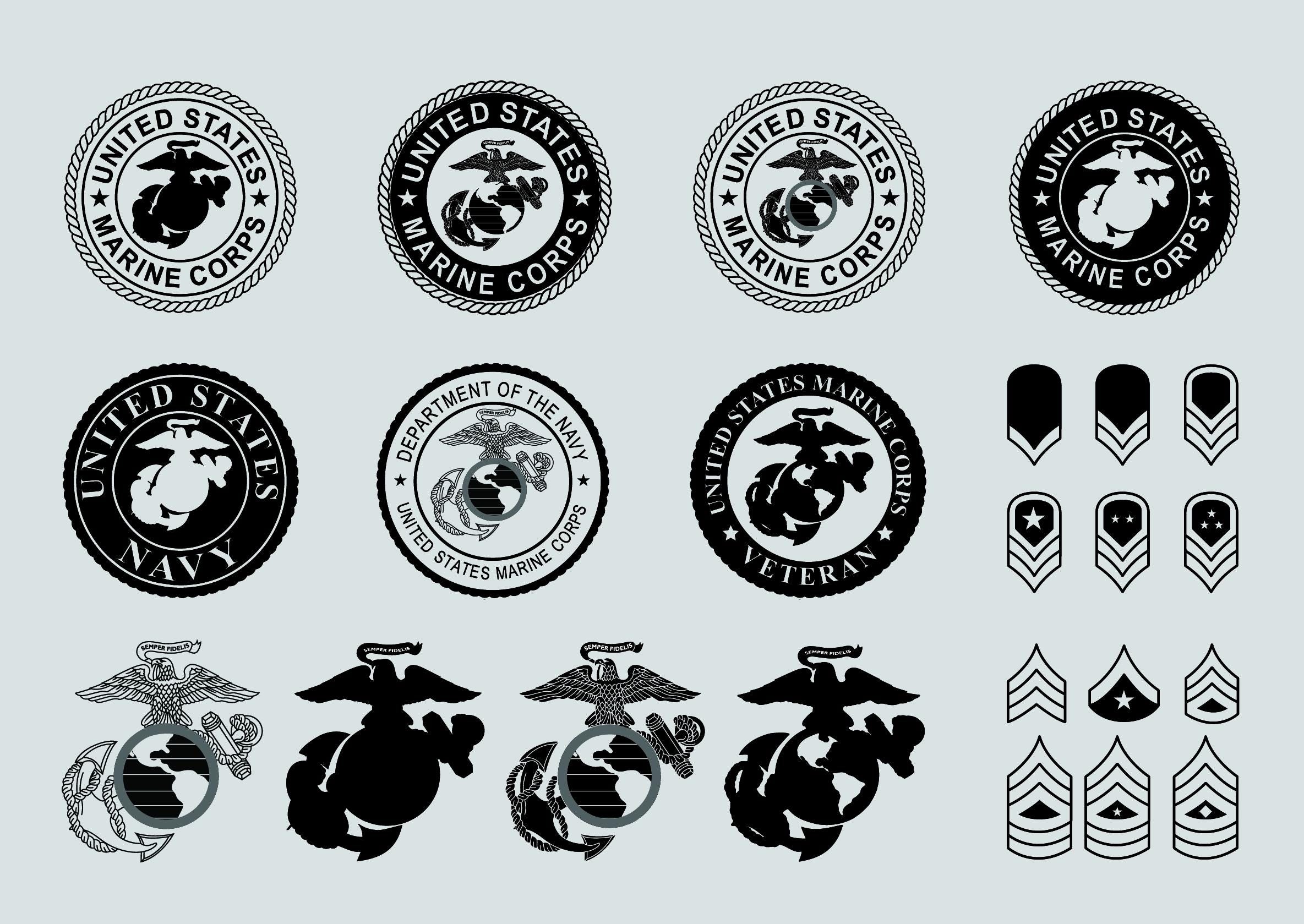 Bundle of US Marine Corps - Vet Logo Svg - Army - Navy - Military Rope ...