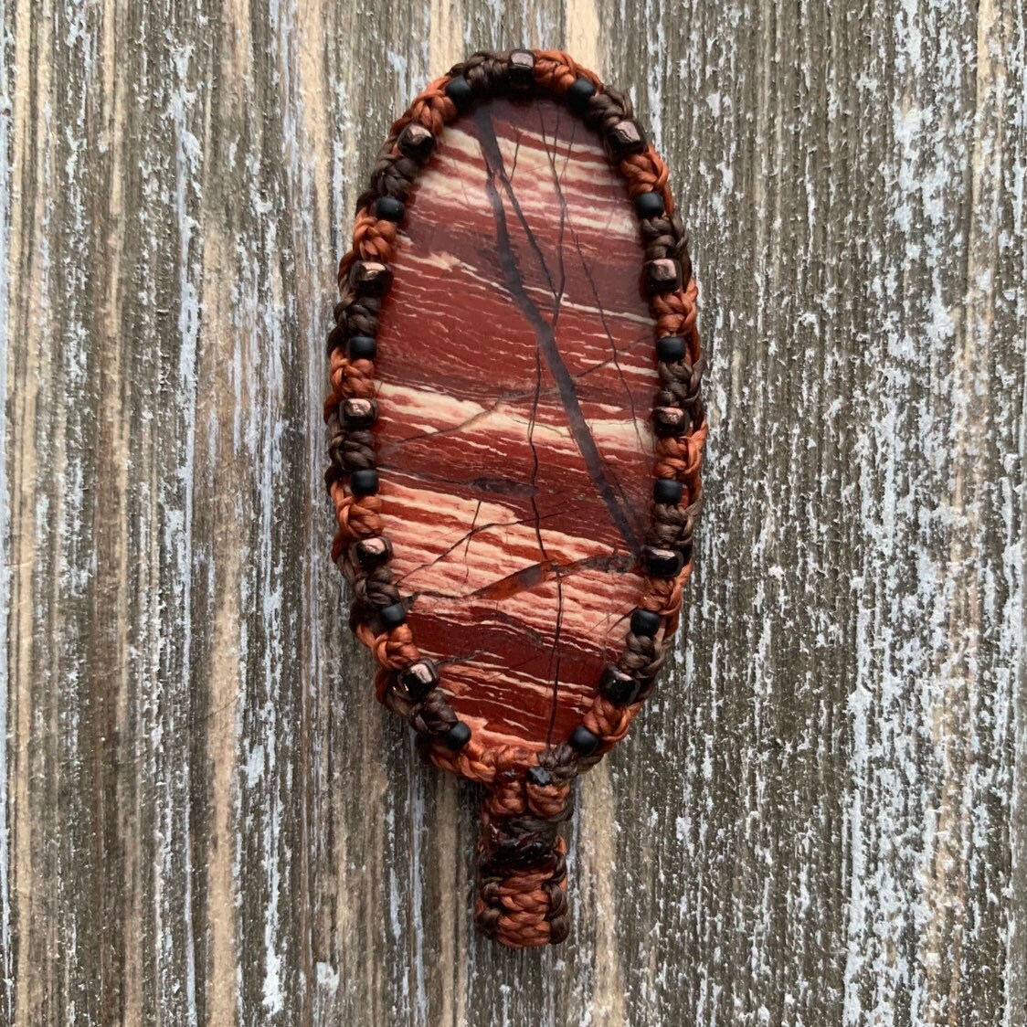 Snake Skin Jasper Macrame Wrapped Stone Pendant Macrame Jewelry ...