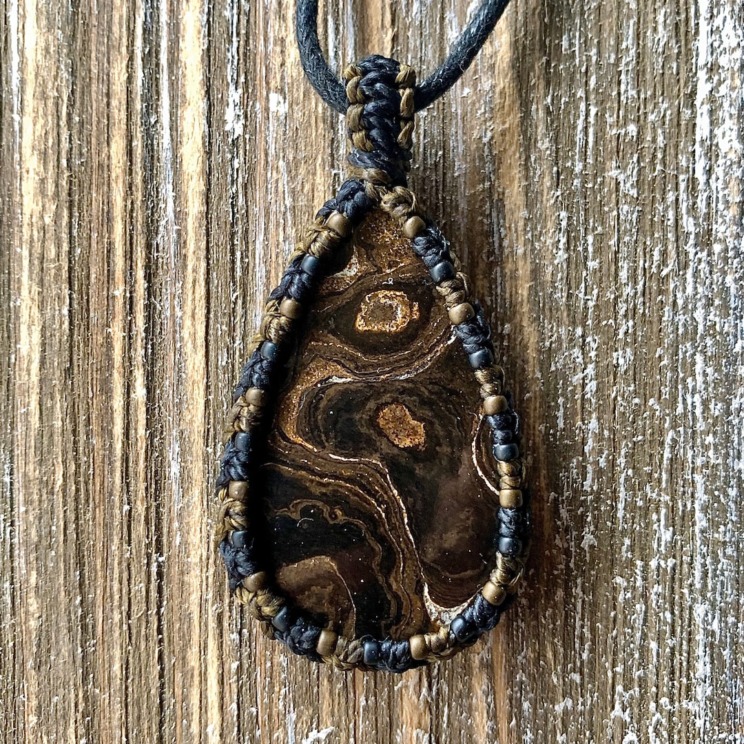 Stromatolite Macrame Wrapped Stone Pendant Macrame Jewelry Cabochon - Etsy