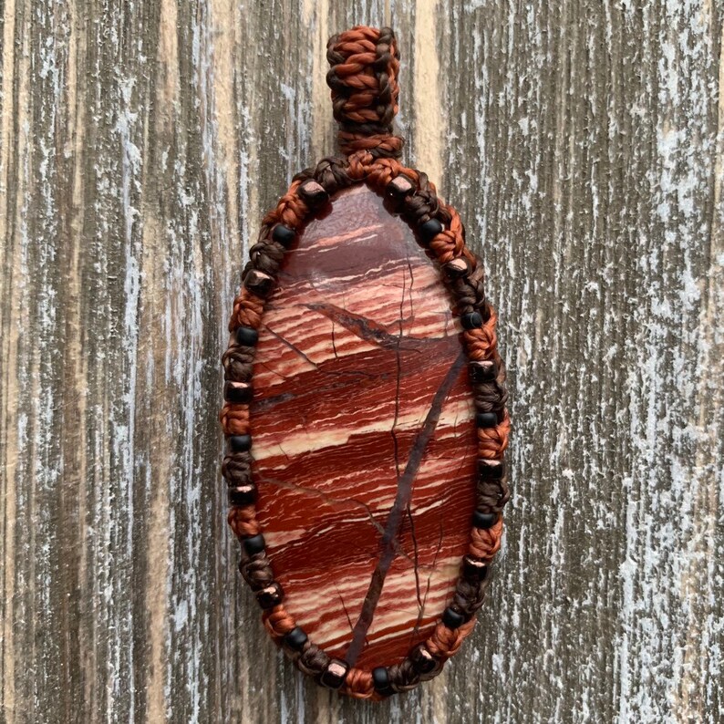 Snake Skin Jasper Macrame Wrapped Stone Pendant Macrame Jewelry ...