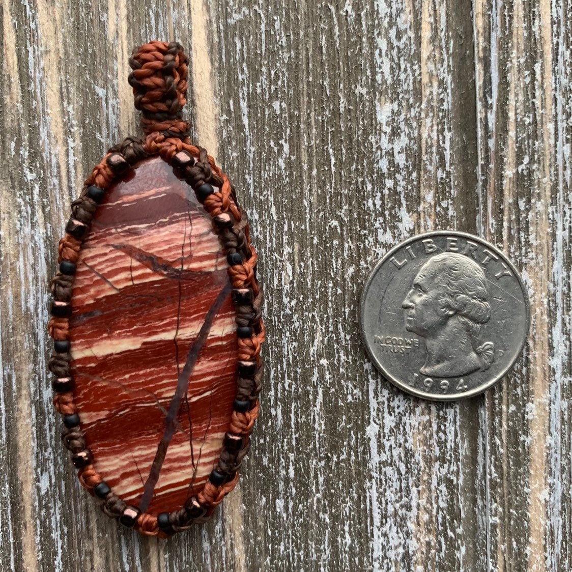 Snake Skin Jasper Macrame Wrapped Stone Pendant Macrame Jewelry ...