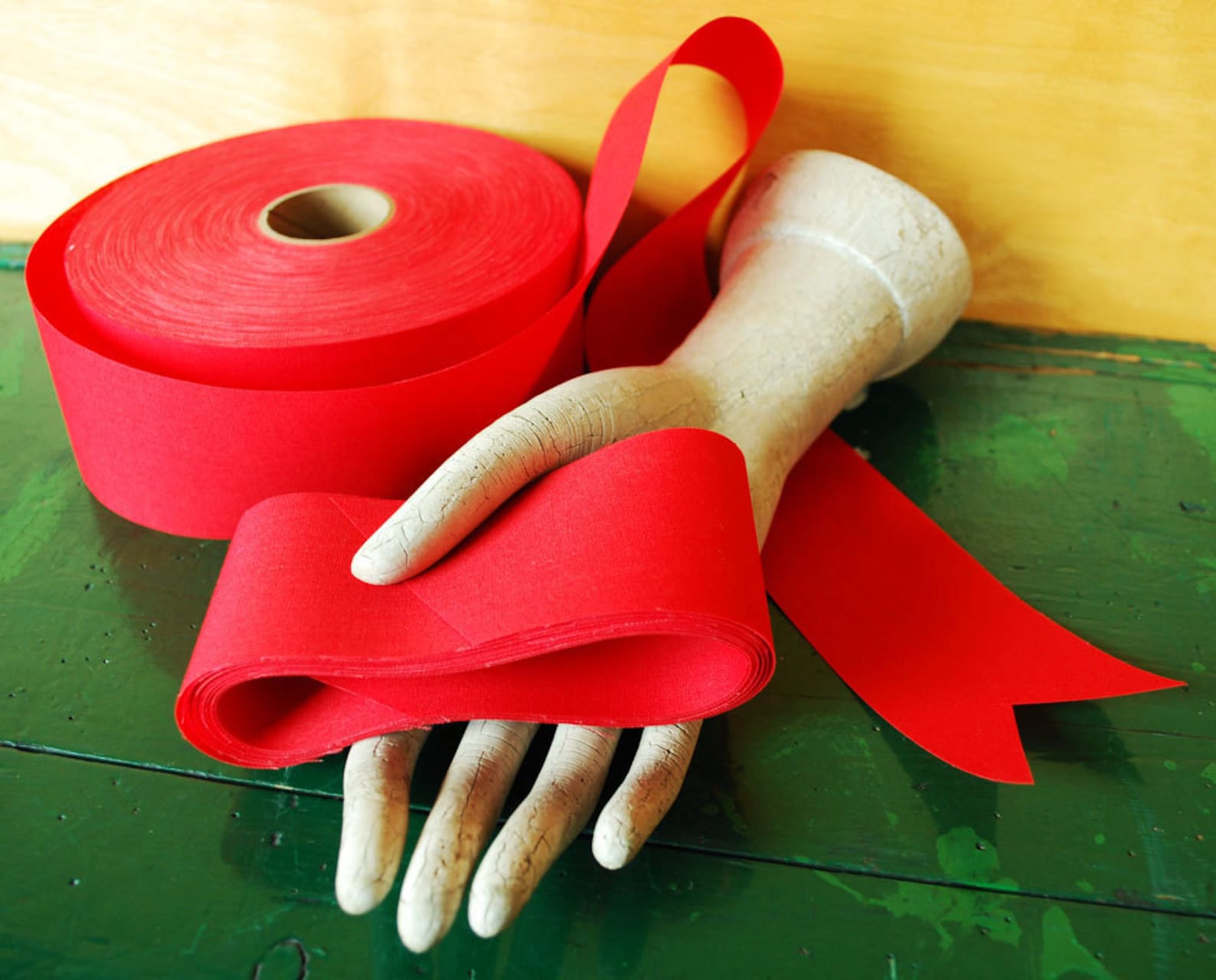 Cinta roja brillante, 10 yardas x 2 1/2", cinta de tela recortada ...