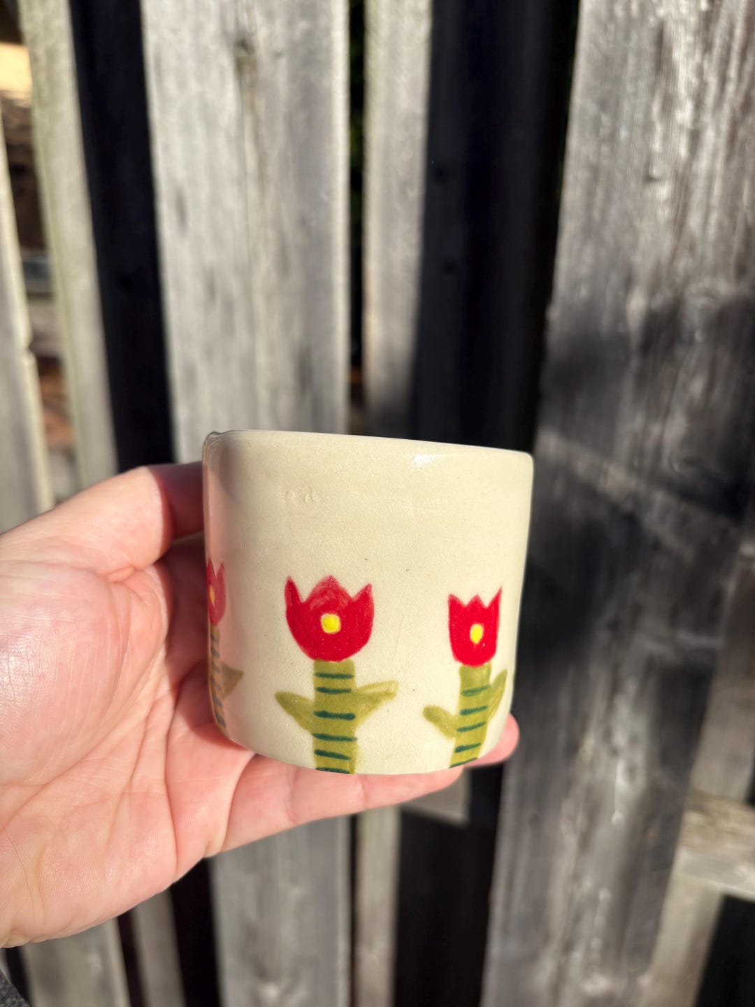 Small Ceramic Cachepot/cup With Flowers - Handmade Ceramic Vessel - Etsy