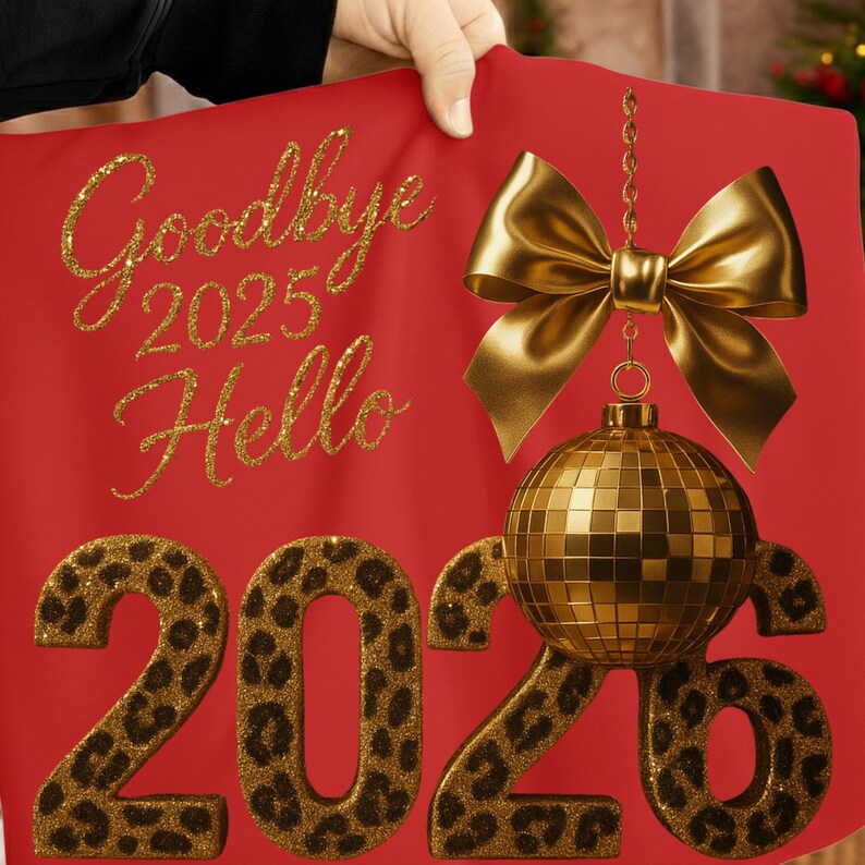 Goodbye 2025 Hello 2026 • Gold Glam New Year Leopard Glitter PNG ...