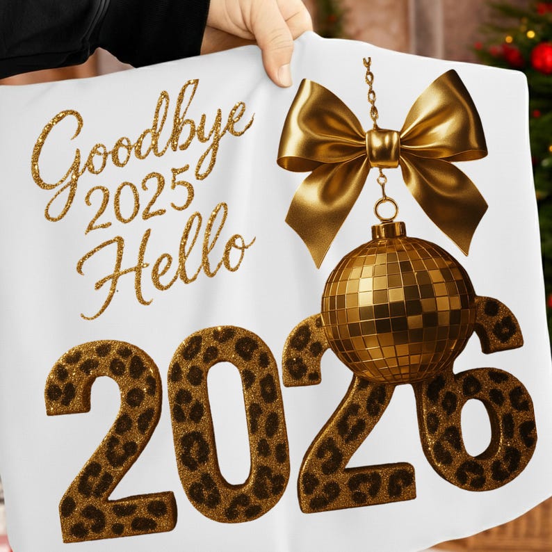 Goodbye 2025 Hello 2026 • Gold Glam New Year Leopard Glitter PNG ...