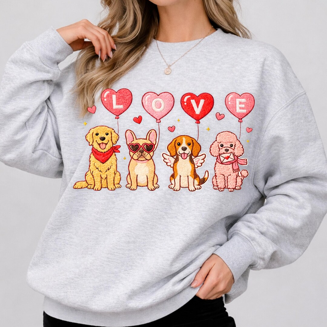 Valentine Dogs Love Chenille Patch PNG, Xoxo Animal Gift Shirt Design ...