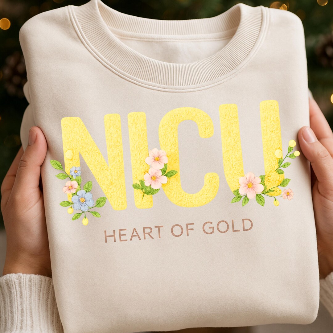 NICU Heart of Gold Embroidery Style PNG | Neonatal Nurse Gift Design ...