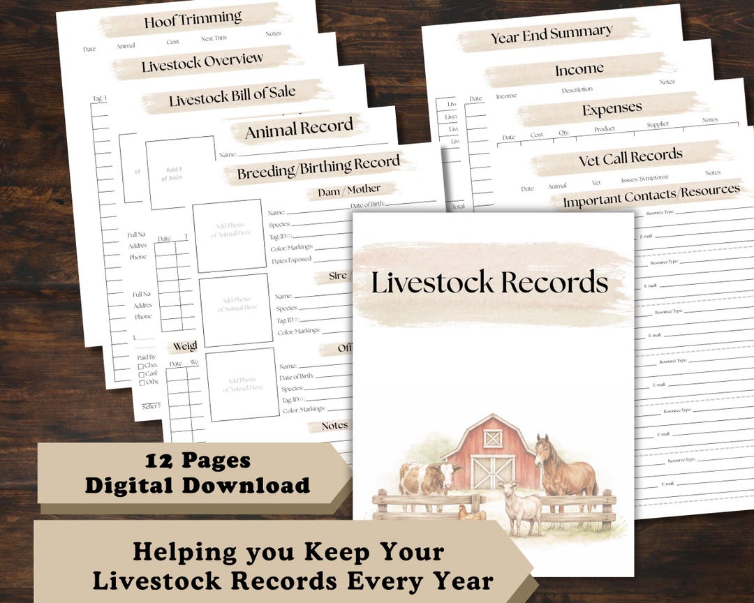 Livestock Records | Animal Health, Breeding and Birth Log | Income and ...