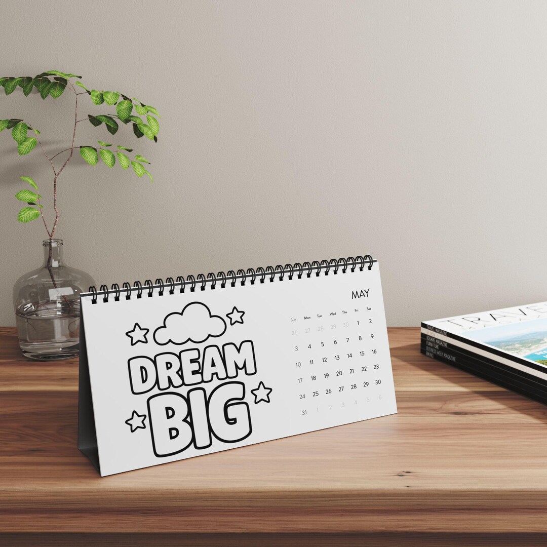 Colorable 2026 Desk Calendar With Monthly Grid - Etsy