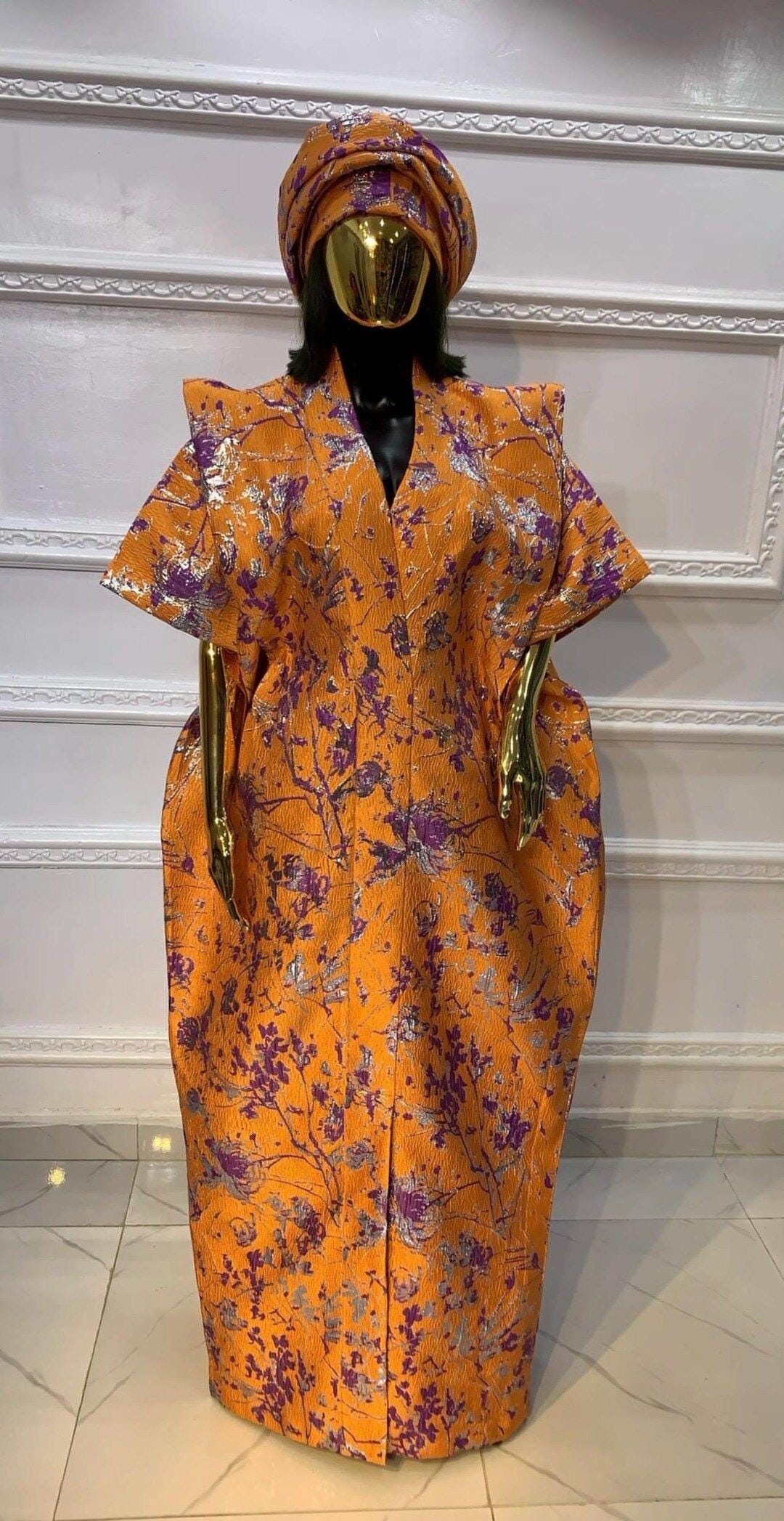 African Damask Boubou: Nigerian Kaftan Maxi Dress, Danshiki, Jalabia ...