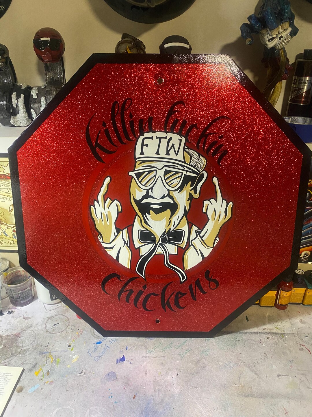 Custom Painted Stop Sign Garage/wall Art - Etsy