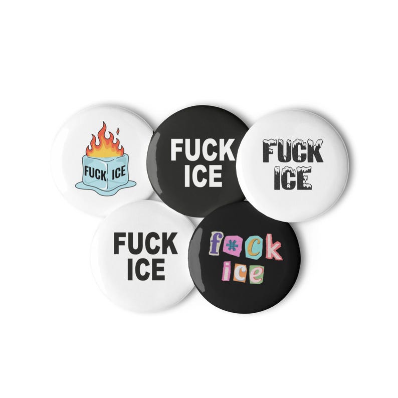 Fuck Ice Pin Button Set – Anti ICE Protest Buttons – Immigrant Rights ...