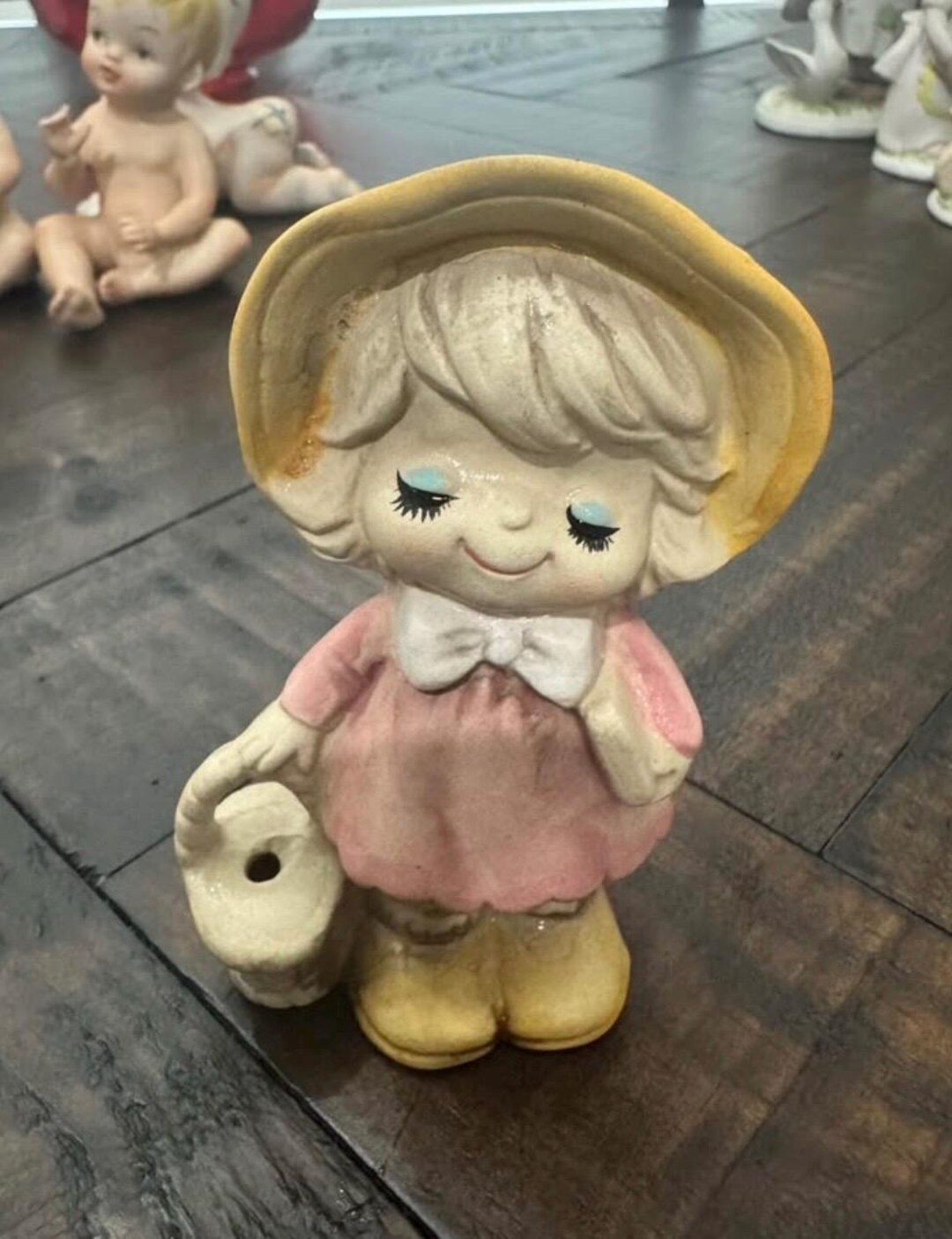 UCTCI Japan Vintage Young Girl Bonnet Basket Mid-century Stoneware ...