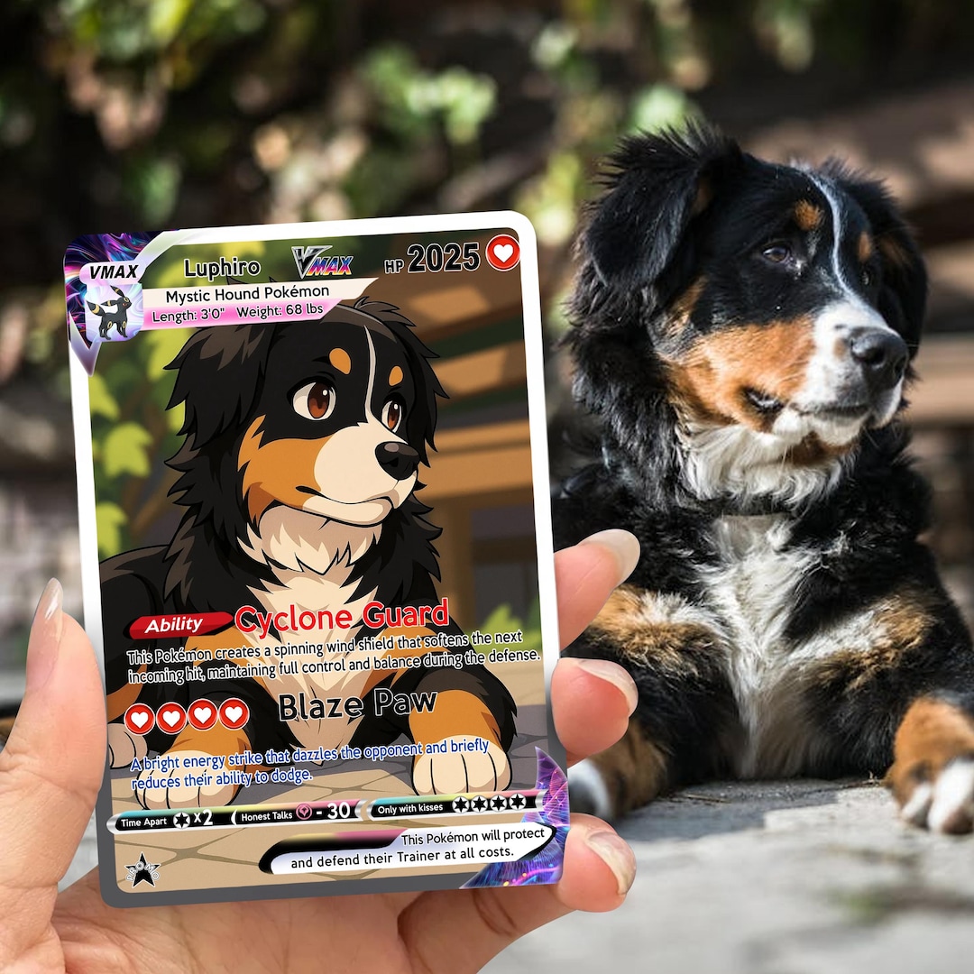 Personalized Pet as Pokemon Card, Turn Your Pet Into a Pokemon, Custom ...