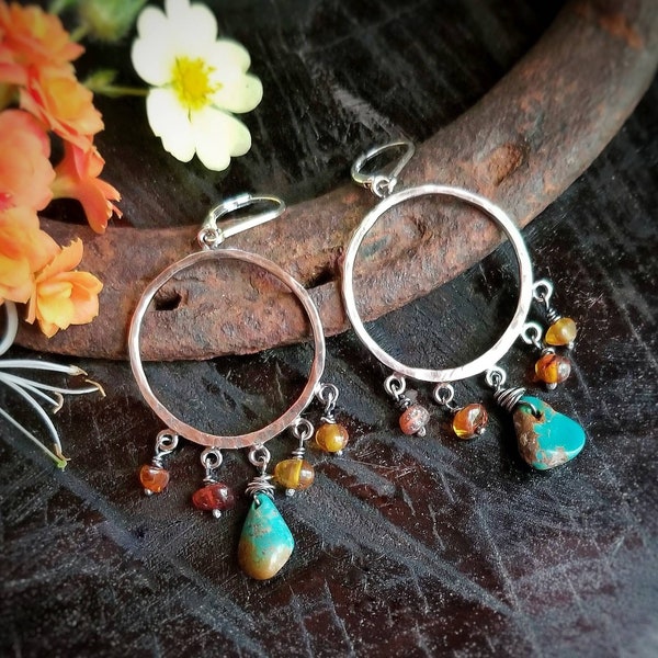 Turquoise and Amber Earrings - Etsy