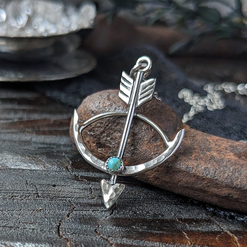 BOW & ARROW Necklace | 925 Sterling Silver Handcrafted Archery Crescent ...