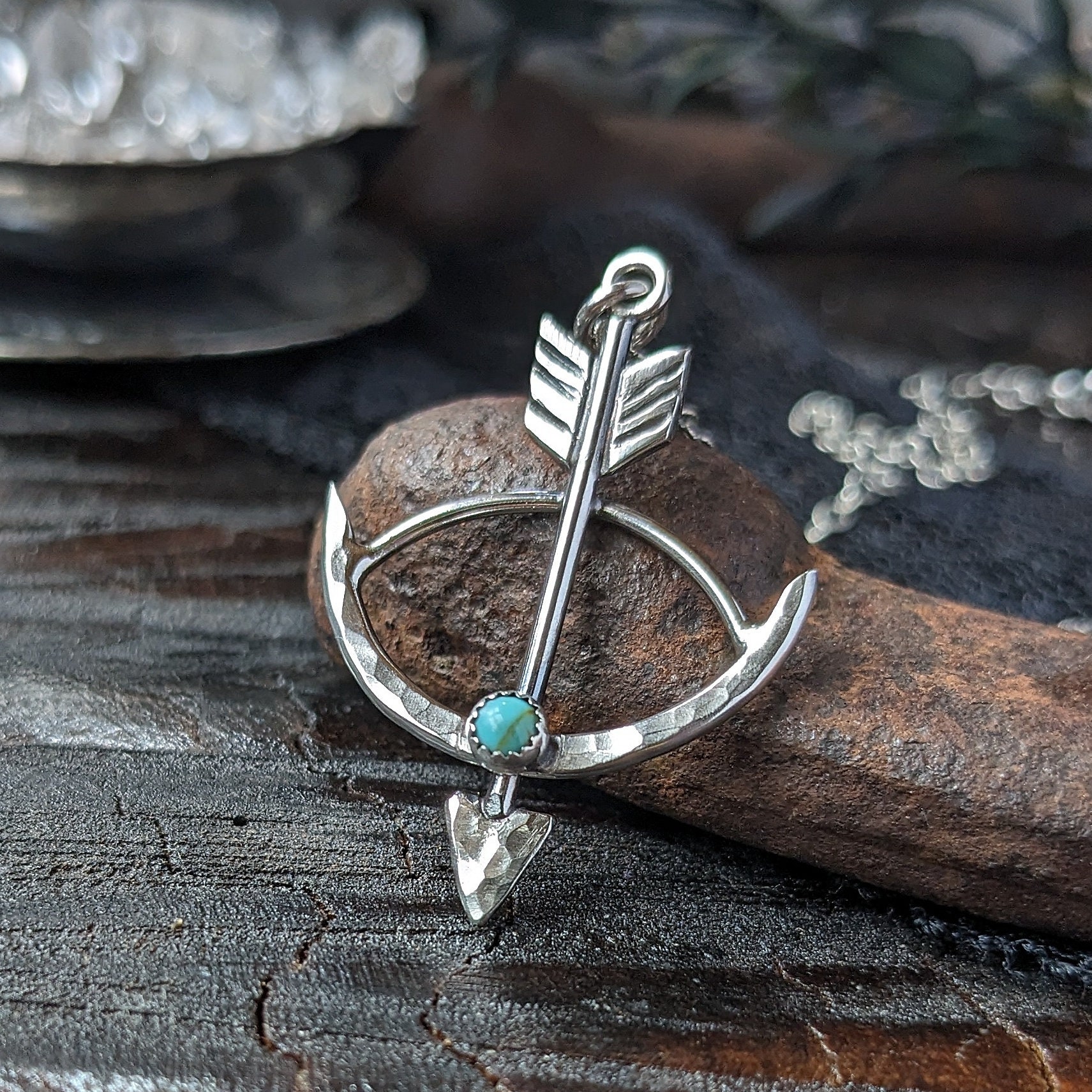 BOW & ARROW Necklace | 925 Sterling Silver Handcrafted Archery Crescent ...
