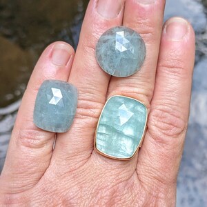 AQUAMARINE Ring Large Aquamarine Ring 14k Gold 925 Sterling Silver ...