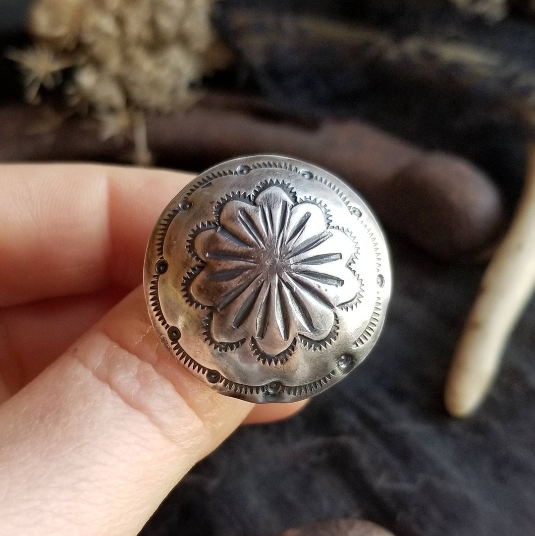 CONCHO Ring Vintage 925 Sterling Silver Southwest Native American ...