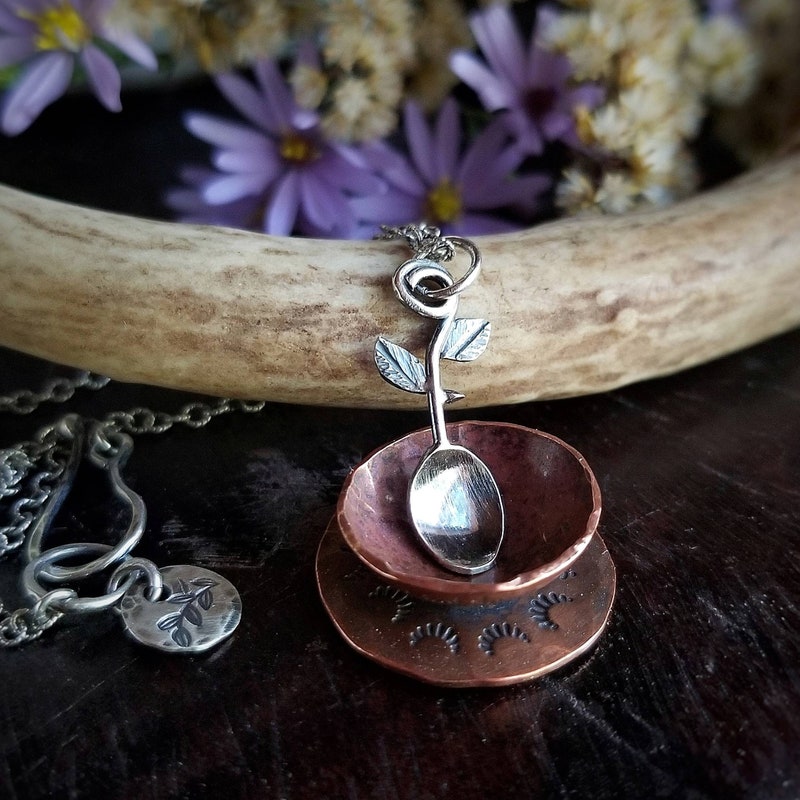 Sterling Silver Spoon Necklace - Etsy