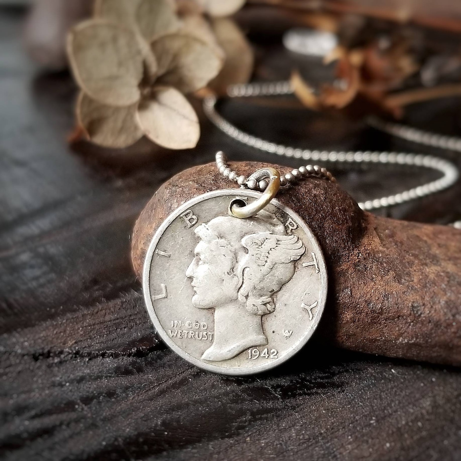 MERCURY Dime Sterling Silver Necklace | Vintage Coin Necklace | United ...