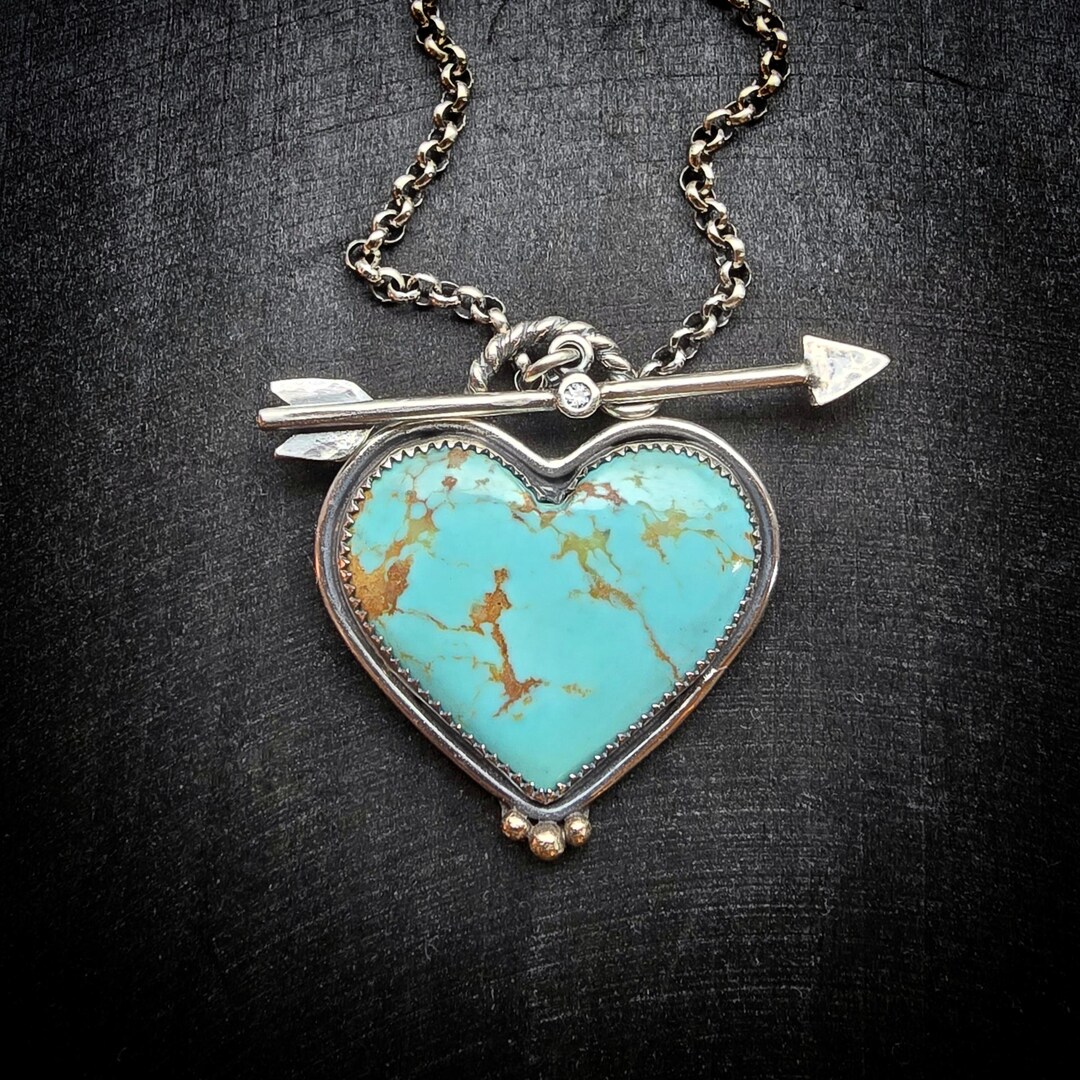 TURQUOISE HEART Necklace | Kingman Arizona Turquoise Pendant | Arrow ...