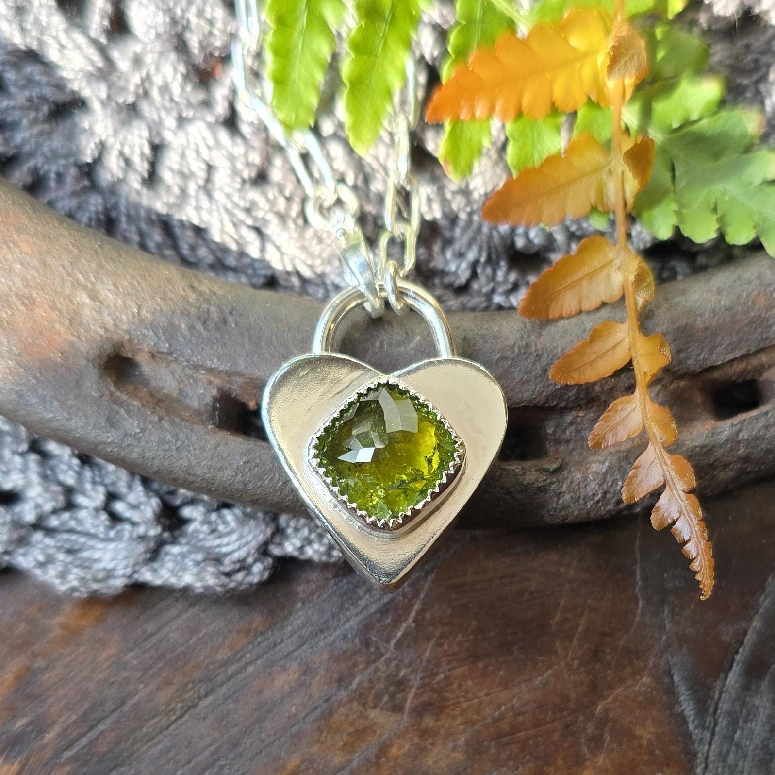 TOURMALINE HEART Necklace | 925 Sterling Silver 4.30 Carat Verdelite ...