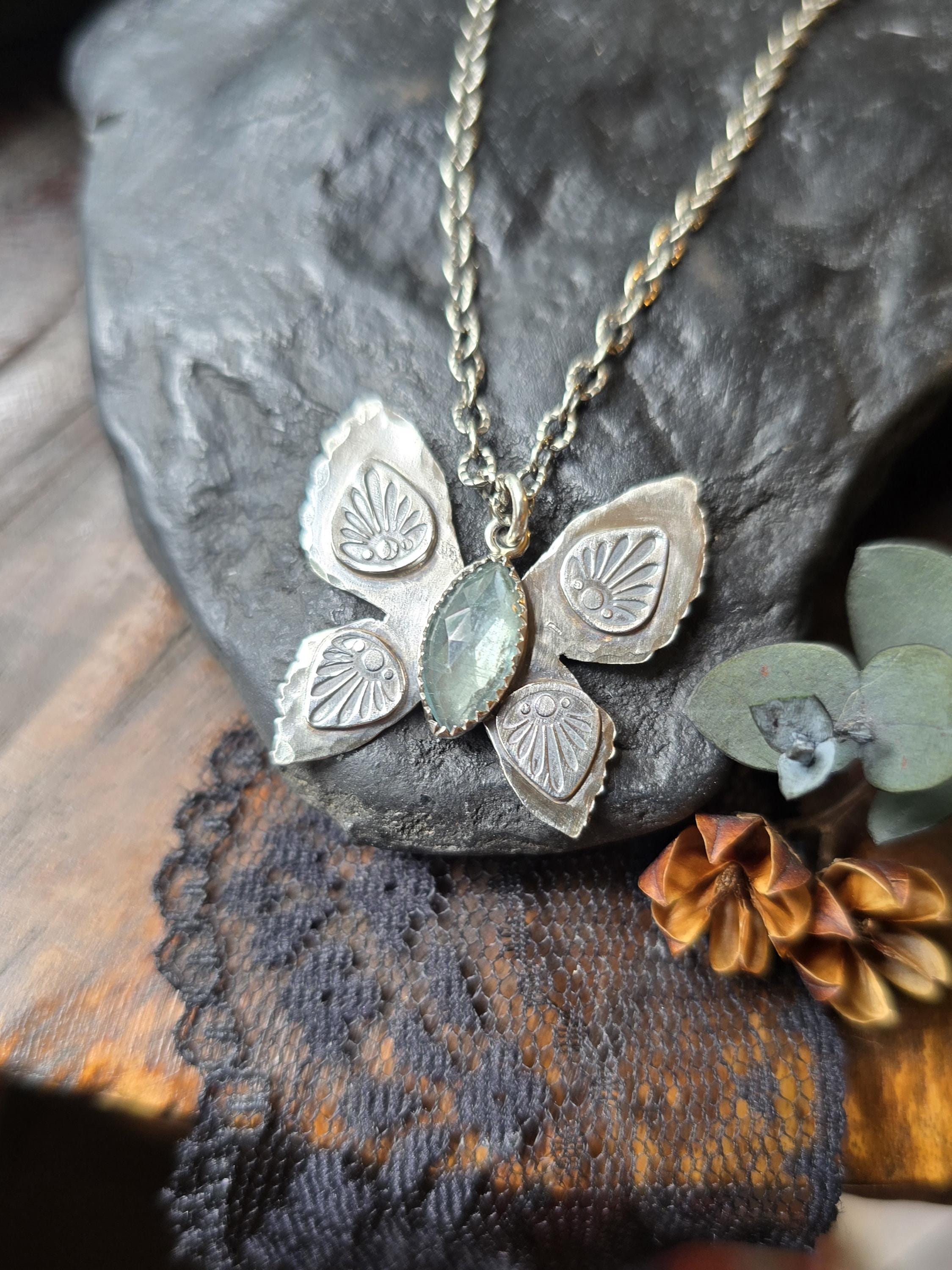 KYANITE BUTTERFLY Necklace | Rose Cut Faceted Paraiba Kyanite ...