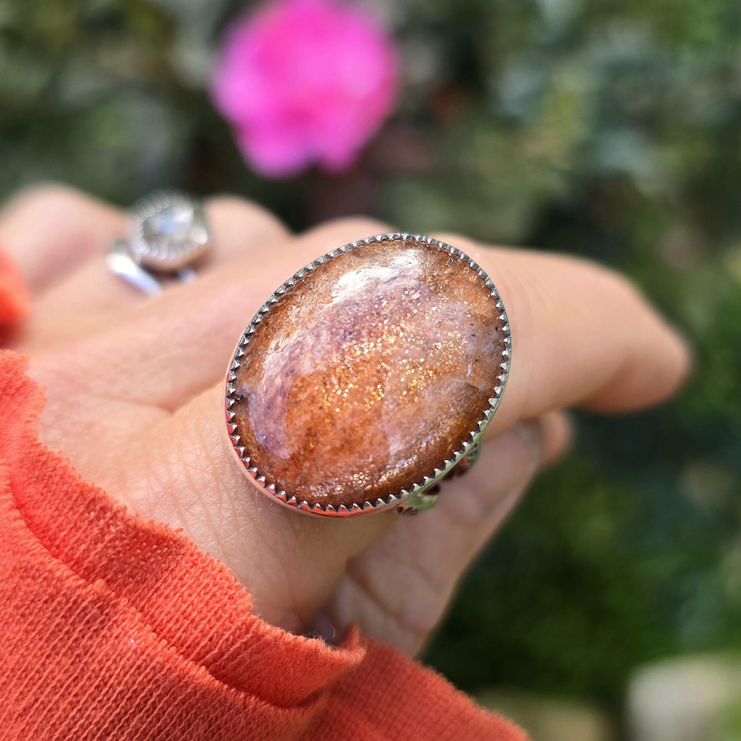 SUNSTONE Ring | 925 Sterling Silver Sunstone Tribal Sun Statement Ring ...