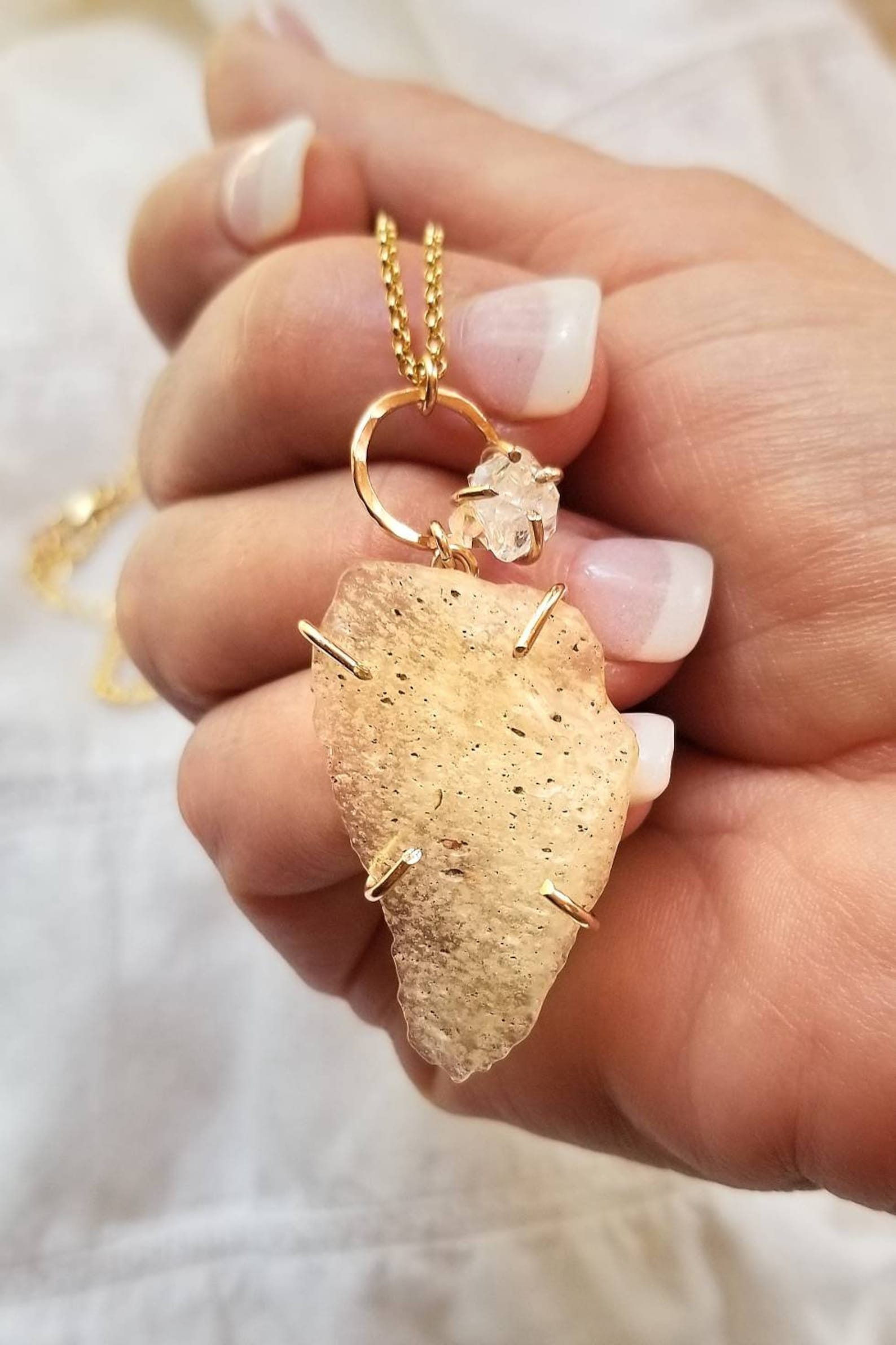 LIBYAN DESERT GLASS Necklace Herkimer Diamond Necklace - Etsy