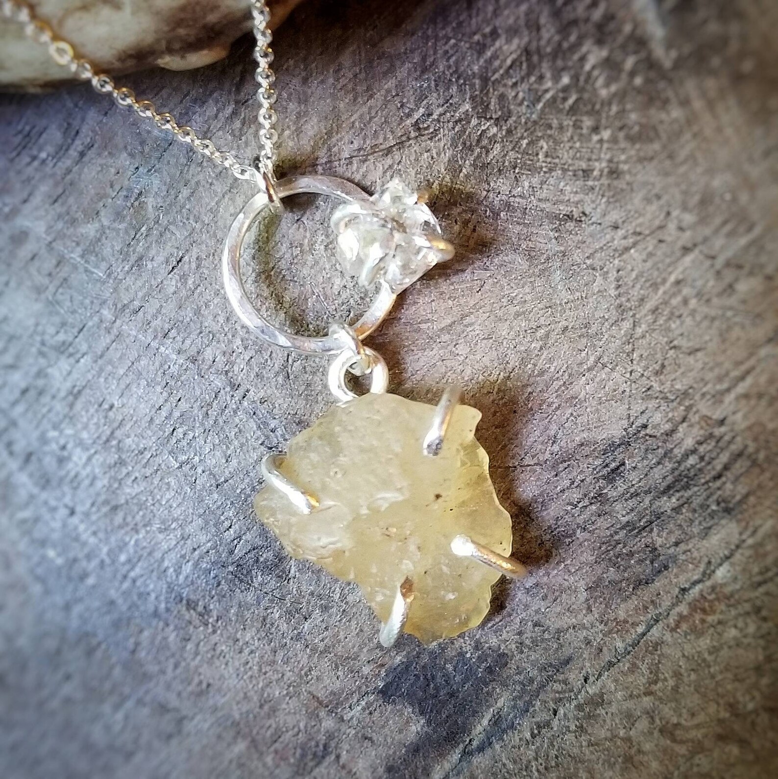 LIBYAN DESERT GLASS Necklace Herkimer Diamond Necklace | Etsy