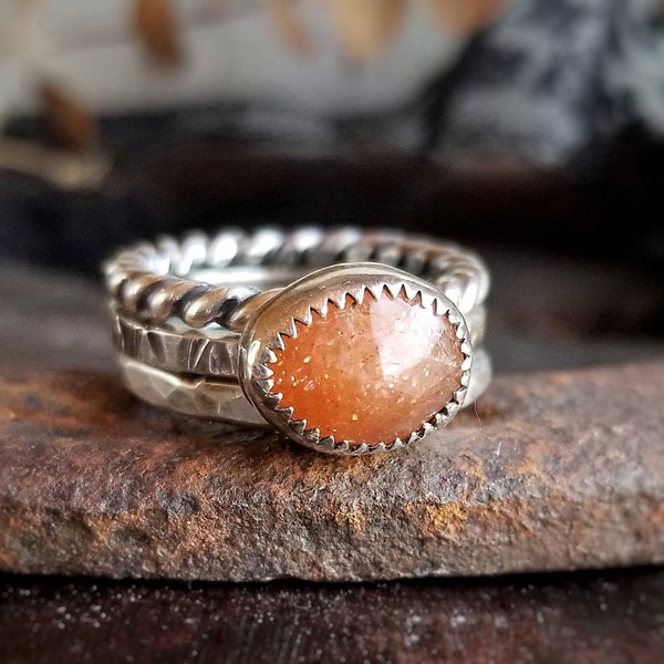 Sunstone Ring Set - Etsy