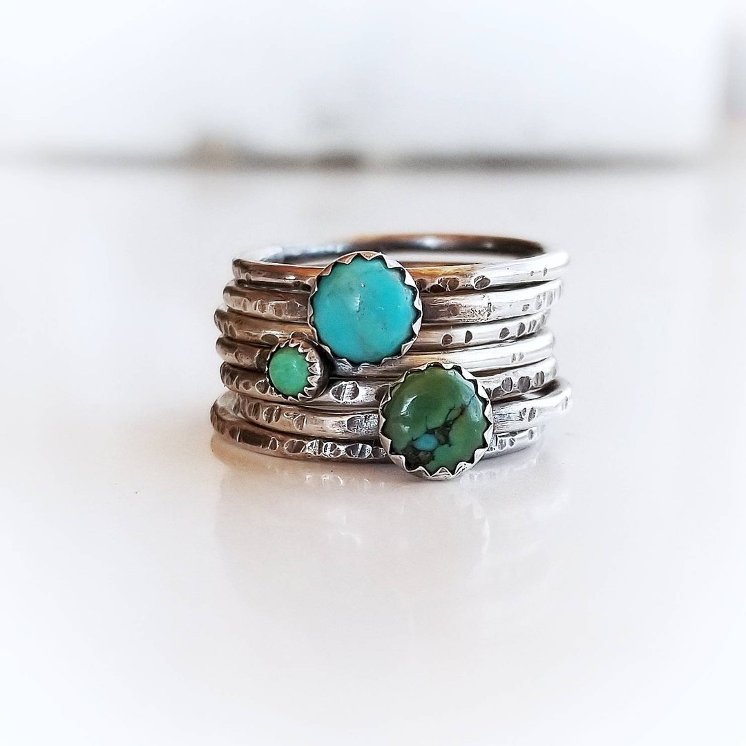TURQUOISE Stacking Rings | Turquoise Ring Stack | Stackable Turquoise ...