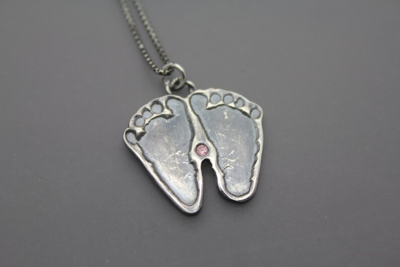 Actual Footprint Necklace, Custom Silver Footprint Jewelry, Baby Feet ...
